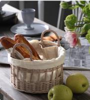 China Handwoven Wicker Storage Basket with Liner & Handles - Natural Rattan Basket for Home Organization for sale