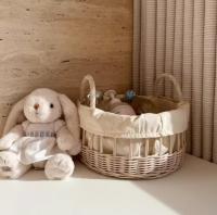 China Handwoven Wicker Storage Basket with Liner & Handles - Natural Rattan Basket for Home Organization for sale