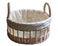 China Handwoven Wicker Storage Basket with Liner & Handles - Natural Rattan Basket for Home Organization for sale