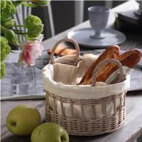 China Handwoven Wicker Storage Basket with Liner & Handles - Natural Rattan Basket for Home Organization for sale