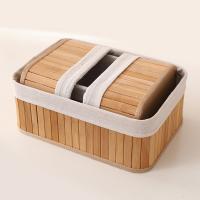 China Home Decorative Bamboo Rectangle Hand Woven Small Storage Basket with Eco-Friendly Handle for Laundry and Multi-Purpose Use for sale