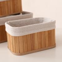 China Home Decorative Bamboo Rectangle Hand Woven Small Storage Basket with Eco-Friendly Handle for Laundry and Multi-Purpose Use for sale