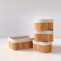 China Home Decorative Bamboo Rectangle Hand Woven Small Storage Basket with Eco-Friendly Handle for Laundry and Multi-Purpose Use for sale