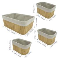 China Home Decorative Bamboo Rectangle Hand Woven Small Storage Basket with Eco-Friendly Handle for Laundry and Multi-Purpose Use for sale
