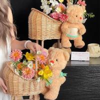 China Handwicker Eco-friendly Rattan Baby Stroller Flower Basket Wicker Stroller for Flower Gift Decoration for sale