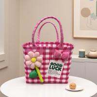 China Colorful Plastic Woven Kindergarten Kids' Shopping Basket Handbag Outdoor Camping Tote Bag Cartoon Design Medium Size for sale