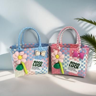 China New Style Handmade Woven Hand-Held Open Mouth Small Square Bag Fresh Style Children's Day Gift for sale