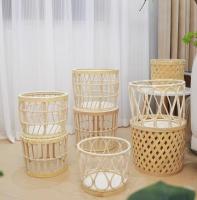 China Boho Style Rattan Woven Storage Basket Set  Handcrafted Bamboo Planter Baskets for Plant Display & Home Organization for sale