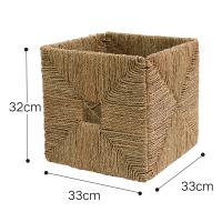 China Handwoven Seagrass & Rattan Storage Basket with Wooden Frame Decorative Wicker Organizer for Home, Bathroom, Shelf for sale