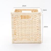 China Handwoven Seagrass & Rattan Storage Basket with Wooden Frame Decorative Wicker Organizer for Home, Bathroom, Shelf for sale