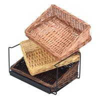 China Retail Shop Food Display Rack 3 Tiers Countertop Willow Basket Display Stand for sale