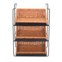 China Retail Shop Food Display Rack 3 Tiers Countertop Willow Basket Display Stand for sale