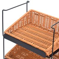 China Retail Shop Food Display Rack 3 Tiers Countertop Willow Basket Display Stand for sale