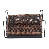 China Retail Shop Food Display Rack 3 Tiers Countertop Willow Basket Display Stand for sale