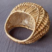 China Handwoven Picnic Fruit Basket Ribbon Rectangle Rattan Storage Basket Handle Party Wedding Decor Flowers Bag Bathroom Tools for sale