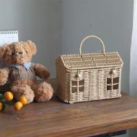 China YL Handmade Eco-Friendly Folding Rattan Dollhouse Bags-Cute Wicker Straw Design Multifunction Kids' Gift for sale