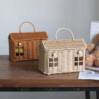 China YL Handmade Eco-Friendly Folding Rattan Dollhouse Bags-Cute Wicker Straw Design Multifunction Kids' Gift for sale