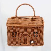 China YL Handmade Eco-Friendly Folding Rattan Dollhouse Bags-Cute Wicker Straw Design Multifunction Kids' Gift for sale