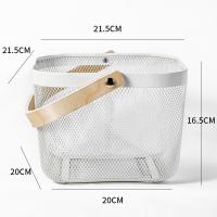China Metal Mesh Storage Baskets with Bamboo Handle-Eco-Friendly High Quality for Kitchen Food Storage Gifting & Picnics for sale