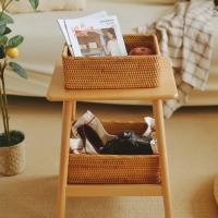 China 3 Sizes Rectangular Rattan Storage Baskets, Handmade Woven Nesting Wicker Baskets for Decor, Fruit Tray and Snack Storage Box for sale