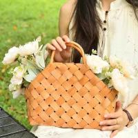 China Hot Sale Handmade Chipwood Woven Multifunction Storage Basket with Handle for Kitchen Bathroom Tools for sale