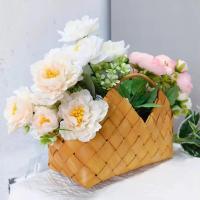 China Hot Sale Handmade Chipwood Woven Multifunction Storage Basket with Handle for Kitchen Bathroom Tools for sale