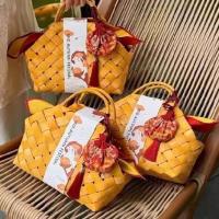 China Hot Sale Handmade Chipwood Woven Multifunction Storage Basket with Handle for Kitchen Bathroom Tools for sale