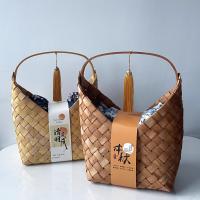 China Wholesale Handmade Chipwood Woven Fashionable Handy Basket Shopping Basket Storage Basket With Handle for sale