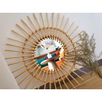China Vintage Handmade Rattan Bamboo Wicker Wall Hanging Mirror Frame Decor Coastal Design for Bedroom and Living Room for sale