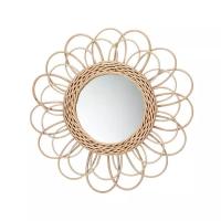 China Wholesale Modern Coastal Rattan Wicker Hanging Mirror Eco-Friendly Handmade Home Decor for sale