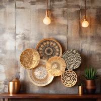 China Hand Woven Wall Decorations Wall Hanging Basket Rattan Wall Decor for Living Room or Bedroom Home Decor for sale