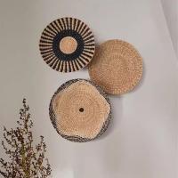 China Factory Wicker Natural Rattan Art Woven Decorative Fruit Plant Basket Seagrass Wall Hanging Storage Basket Decor Set for sale