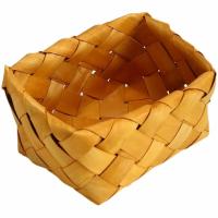 China Hot Sale Hand Weaved Small Storage Gift Basket Wood Chip Woven Picnic Basket with Handle for sale