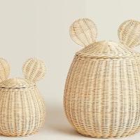 China Cute Basket for Kids Natural Water Hyacinth Storage Basket Eco-friendly Rocket Hamper for Storing Kids Toys and Decor for sale