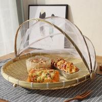 China Food Cover with Tent Fruit Bread Baskets Summer Storage Outdoor Picnic Mesh Cover Handmade Bamboo Bamboo Kitchen Natural Single for sale