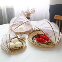 China Food Cover with Tent Fruit Bread Baskets Summer Storage Outdoor Picnic Mesh Cover Handmade Bamboo Bamboo Kitchen Natural Single for sale