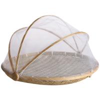 China Food Cover with Tent Fruit Bread Baskets Summer Storage Outdoor Picnic Mesh Cover Handmade Bamboo Bamboo Kitchen Natural Single for sale