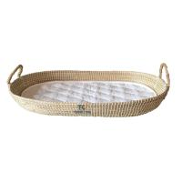 China Baby Changing Basket Seagrass  With Cotton Pad Thick Foam Handmade Seagrass Basket From Vietnam for sale