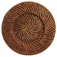 China Wholesale Natural Material Dishes Plates Dinnerware Set Handpainted Rattan Vintage Eco-friendly Wicker Charger Plate Party for sale