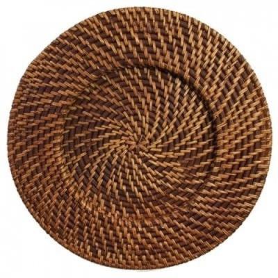 China Wholesale Natural Material Dishes Plates Dinnerware Set Handpainted Rattan Vintage Eco-friendly Wicker Charger Plate Party for sale