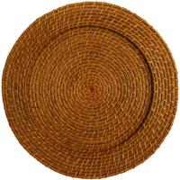 China Wholesale Natural Material Dishes Plates Dinnerware Set Handpainted Rattan Vintage Eco-friendly Wicker Charger Plate Party for sale