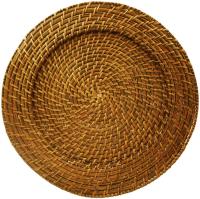 China Wholesale Natural Material Dishes Plates Dinnerware Set Handpainted Rattan Vintage Eco-friendly Wicker Charger Plate Party for sale