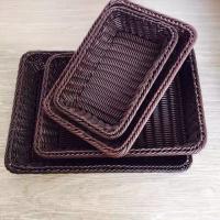 China Rattan Home Woven Storage Basket Pp Plastic Carton Multifunction Sustainable Plastic Handle Wicker Basket Food Plastic Brown for sale