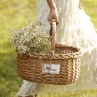 China Wicker Picnic Basket, Rattan Storage Basket, Shopping Basket, Hand-held Fruit Basket, Outdoor Picking Basket, Flower Basket for sale