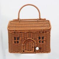 China Dollhouse Gift Supplier Handmade Rattan Casa Bag Woven House Rattan Bags Cute Wicker Straw Bags Kids Rattan for sale