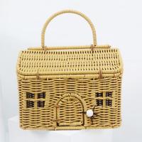 China Dollhouse Gift Supplier Handmade Rattan Casa Bag Woven House Rattan Bags Cute Wicker Straw Bags Kids Rattan for sale