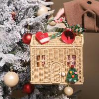 China Rattan Christmas Gift Basket with Handle Lid for Camping Beach Candy Basket Packing Fruit Festival Baskets for sale