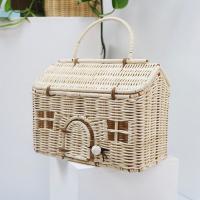 China Rattan Christmas Gift Basket with Handle Lid for Camping Beach Candy Basket Packing Fruit Festival Baskets for sale