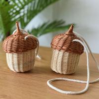 China Cute Bag Rattan Acorns Shape Bags and Baskets Handbraided Small Storage Fruit-shaped Bag Basket for sale