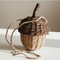 China Cute Bag Rattan Acorns Shape Bags and Baskets Handbraided Small Storage Fruit-shaped Bag Basket for sale